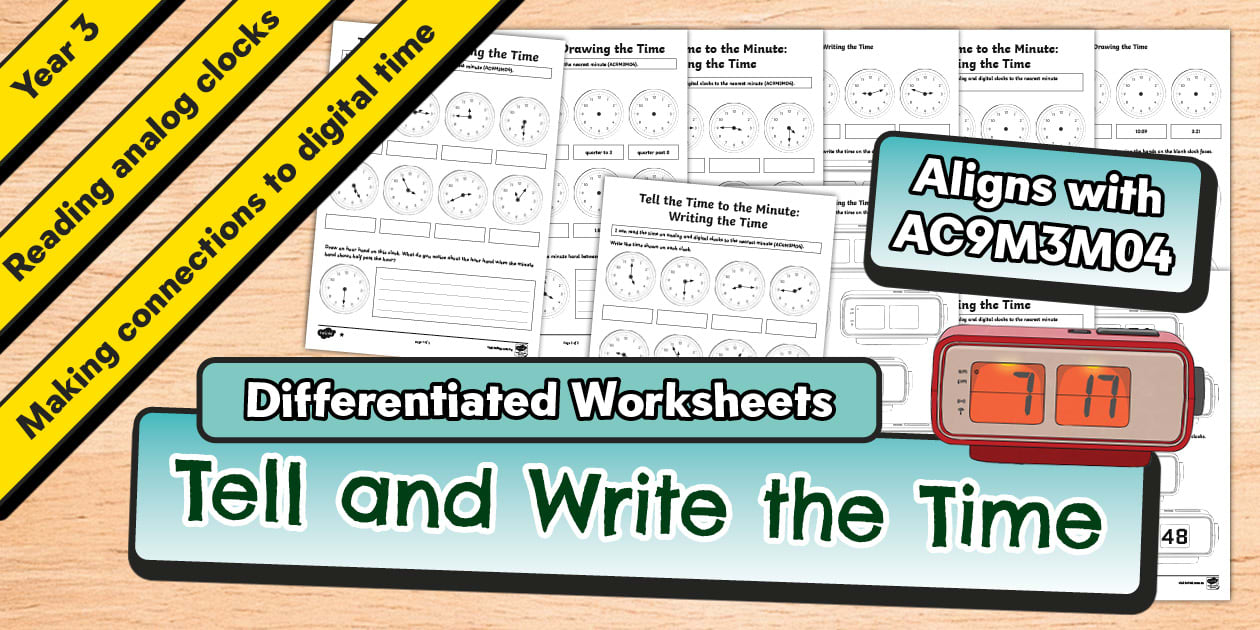Year 3 Tell & Write Time Worksheets