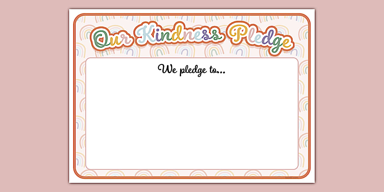 Muted Rainbow-Themed Our Kindness Pledge Display Poster