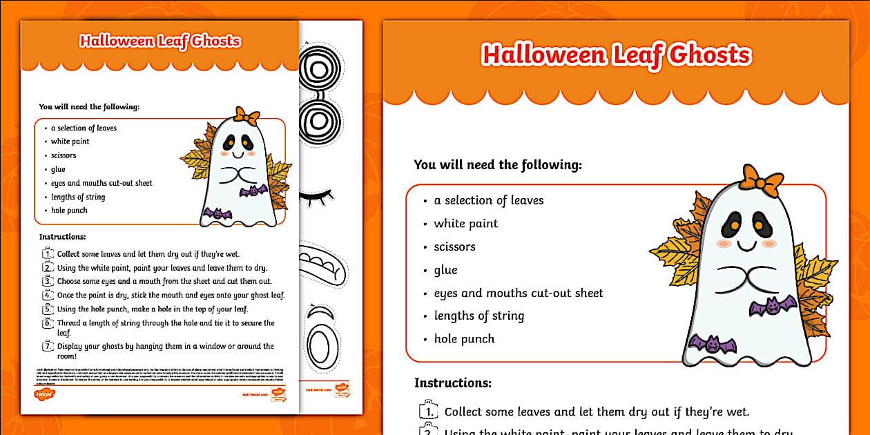 Halloween Leaf Ghosts Craft Activity
