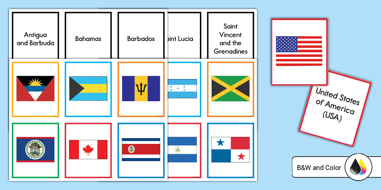 Flags of North America Matching Cards (professor feito)