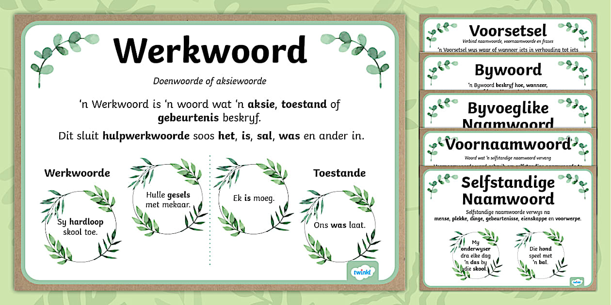 Botaniese Tema: Woordsoorte Plakkate (teacher made) - Twinkl