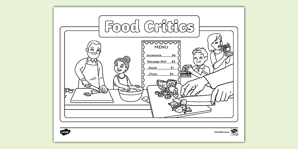 STEM IU Yr 2 Food Critics Title Colouring Page - Twinkl