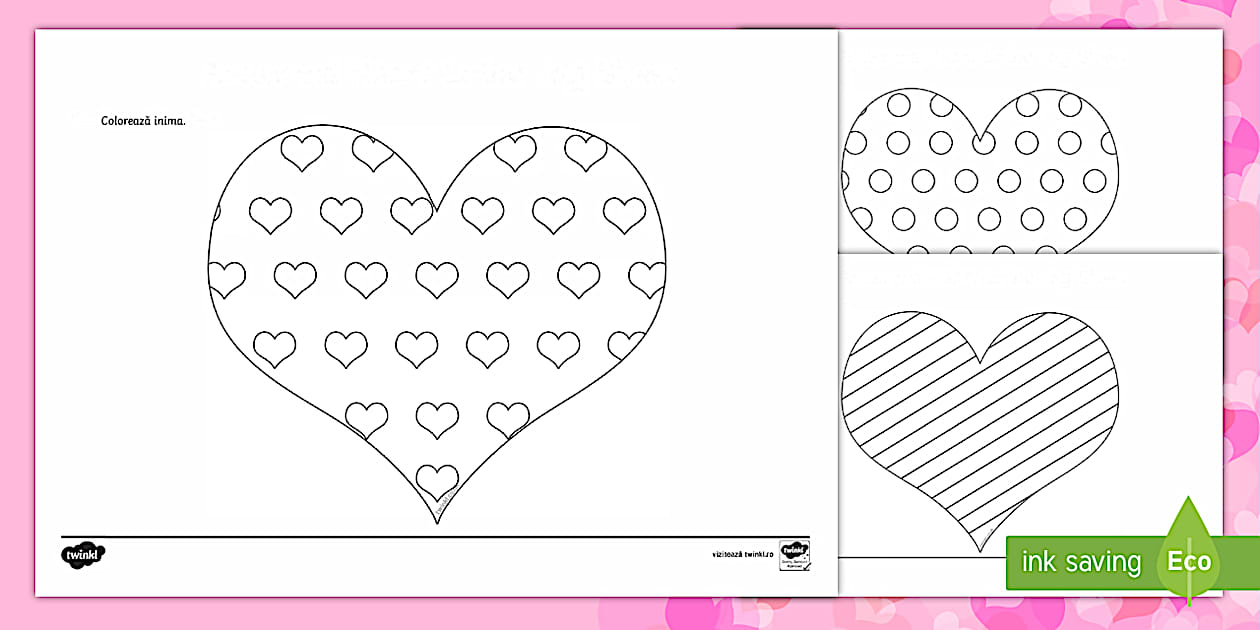 Inimă de colorat și decupat - desene de Dragobete | Twinkl