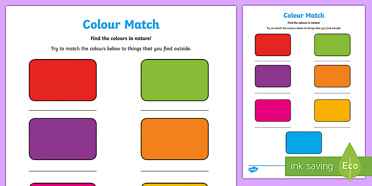 Outdoor Colour Match Worksheet / Worksheet - Twinkl