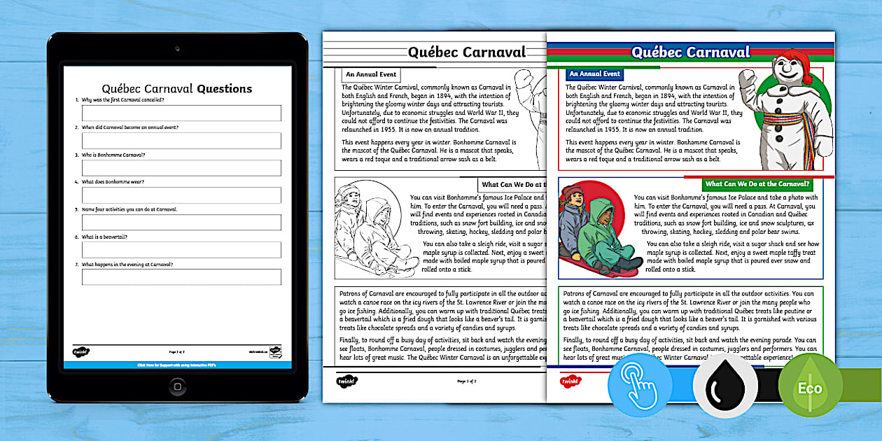 Carnaval Reading Comprehension (Teacher-Made) - Twinkl