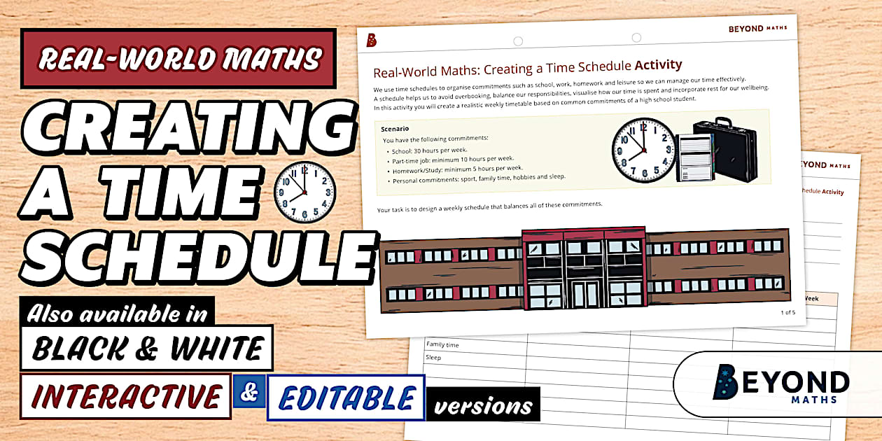 Time Schedule Activity Sheet