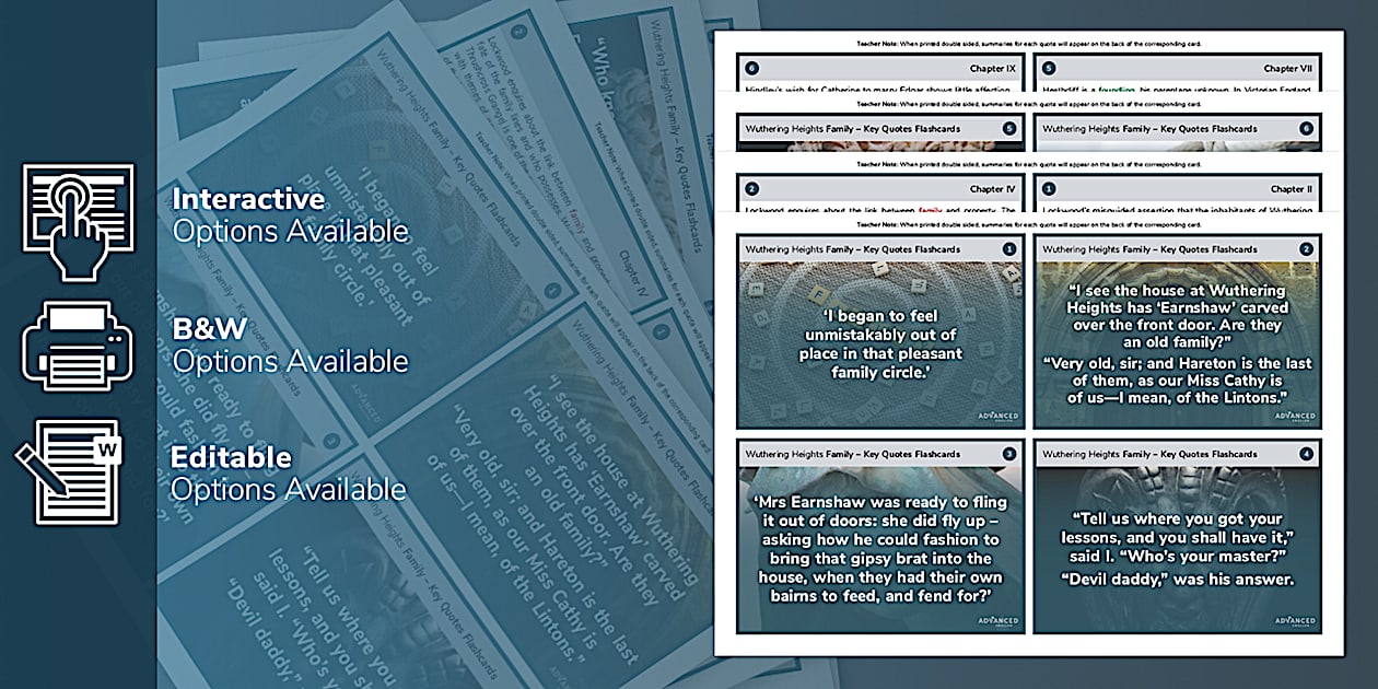 Wuthering Heights Family Quotes Flashcards | Beyond - Twinkl