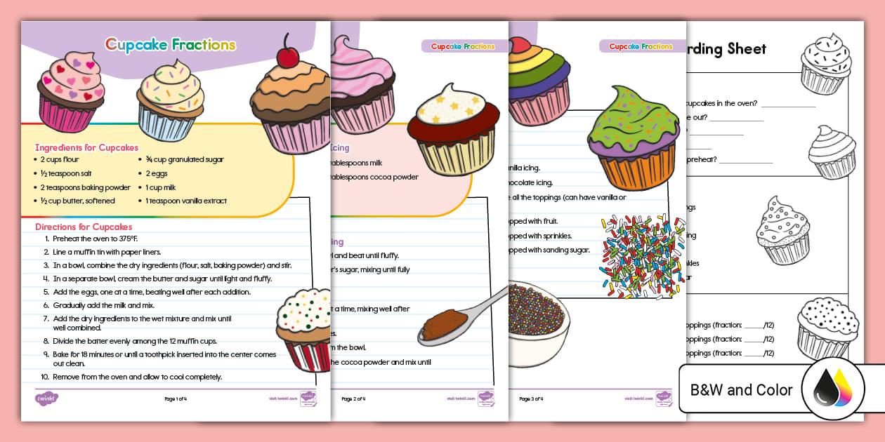 Cupcake Fractions Recipe and Activity for K-2nd Grade