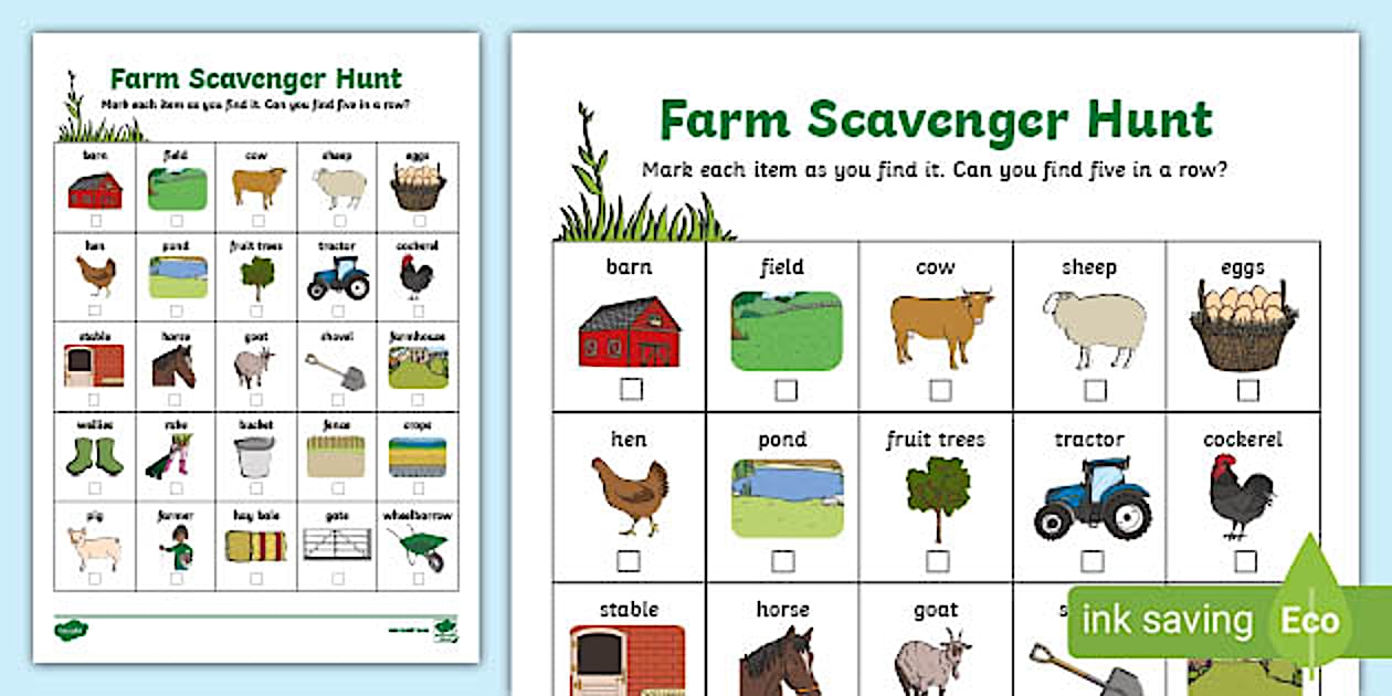 Farm Scavenger Hunt Checklist