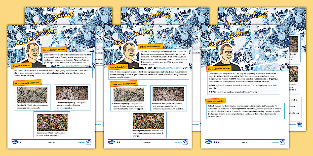 Jackson Pollock - Fact File differenziato (teacher made)