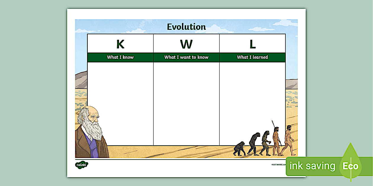 Editable Evolution KWL Grid (Hecho por educadores) - Twinkl