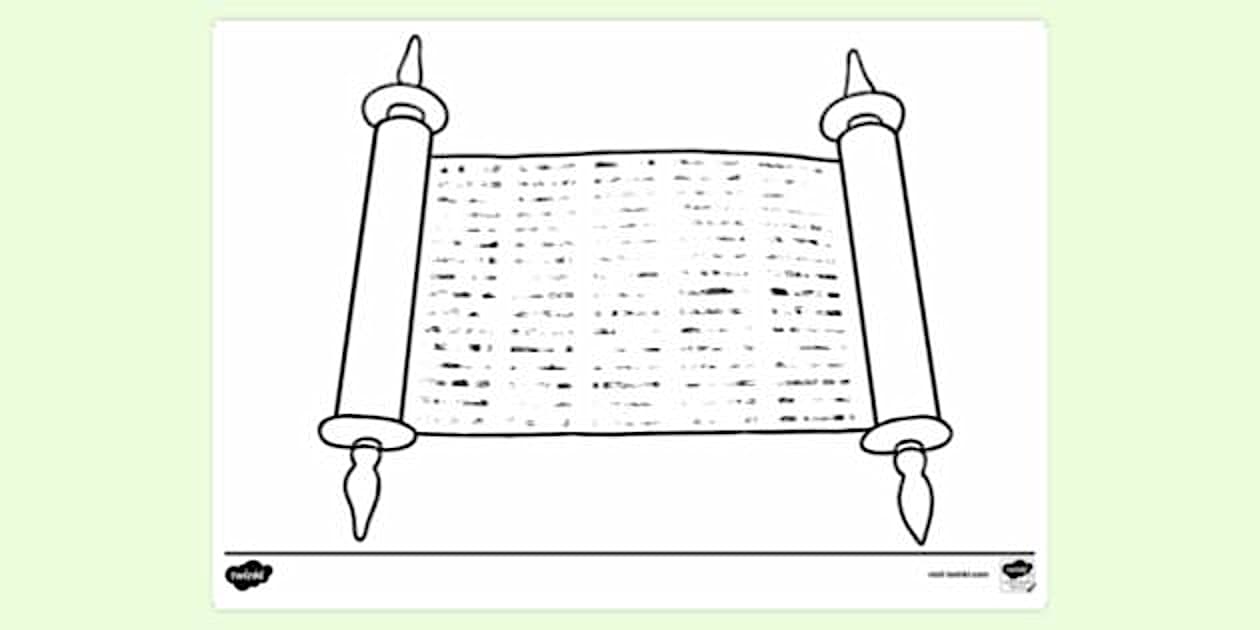 Torah Scroll Colouring Sheet - Primary Resources - Twinkl
