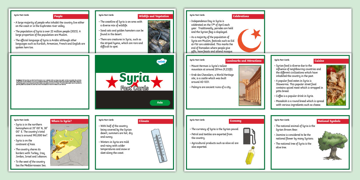 KS2 Syria Fact Cards (teacher made) - Twinkl