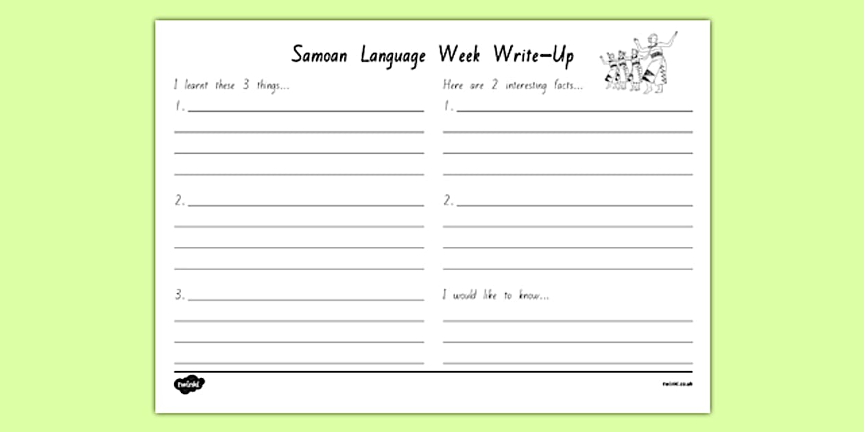 Samoan Language Worksheets | Twinkl Learning Resources