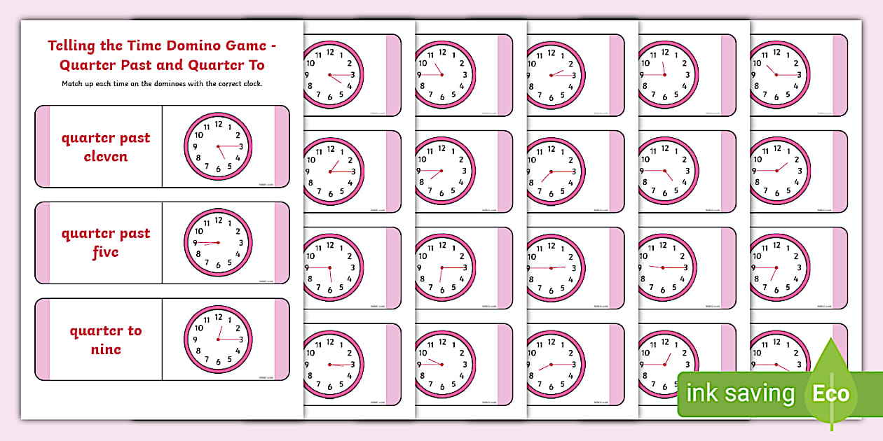 👉 Telling the Time Dominoes - Quarter Past and Quarter To