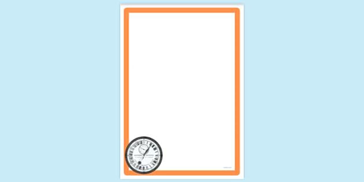 Plain Blank Greenwich Mean Time Clock Page Border | Twinkl