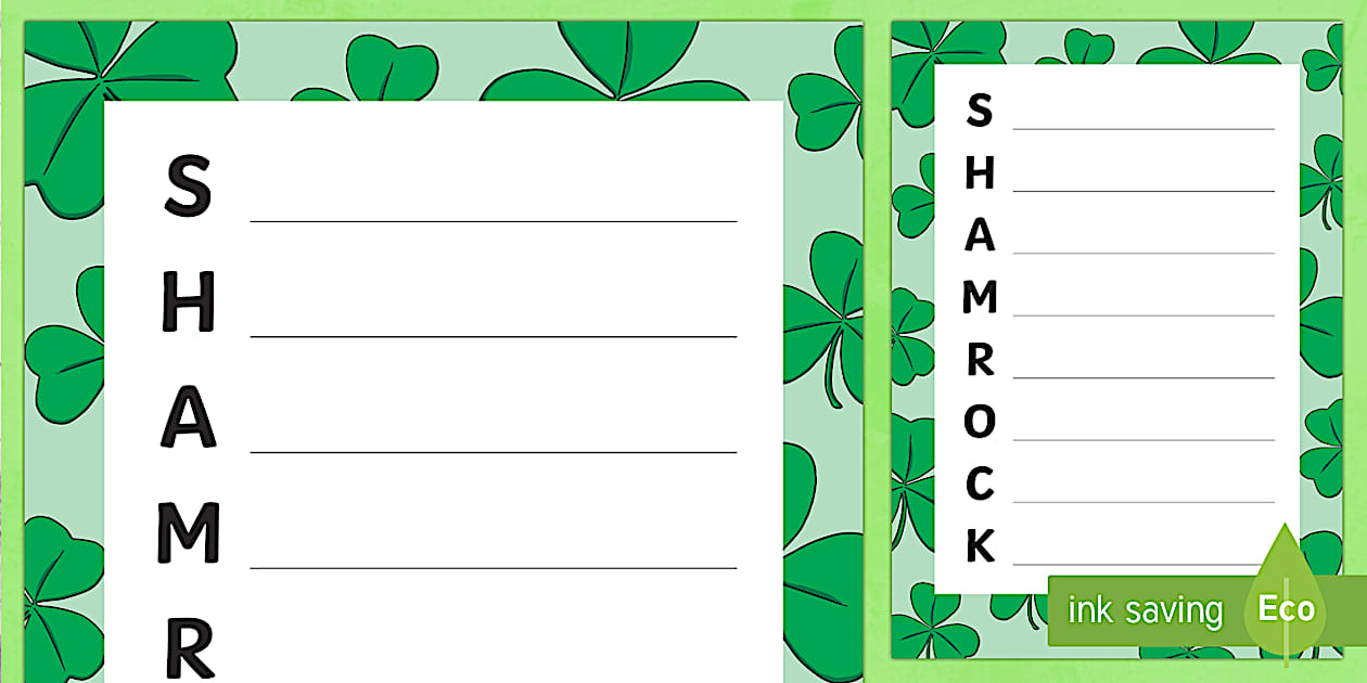 Shamrock Acrostic Poem (teacher made) - Twinkl