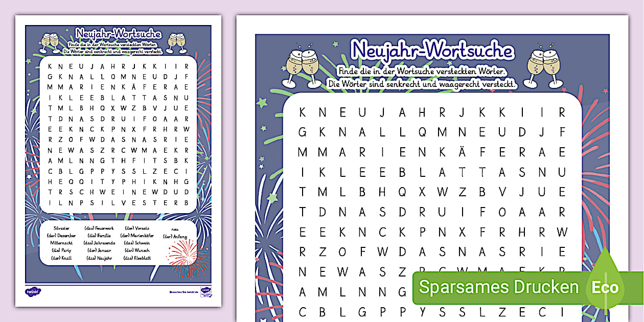 Neujahr - Suchsel (teacher made) - Twinkl