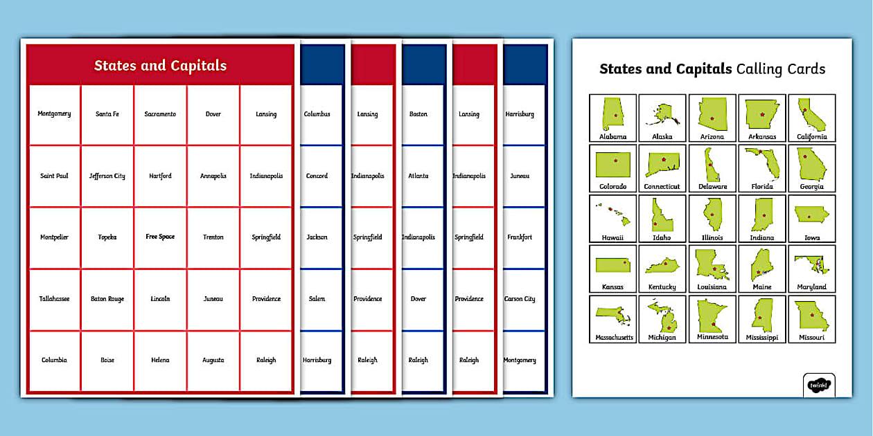 States and Capitals Bingo (Hecho por educadores) - Twinkl