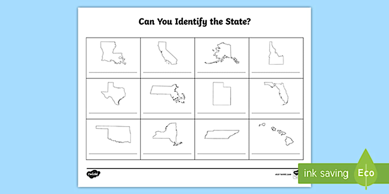 Can You Identify the State? Activity Worksheet for 3rd-5th Grade