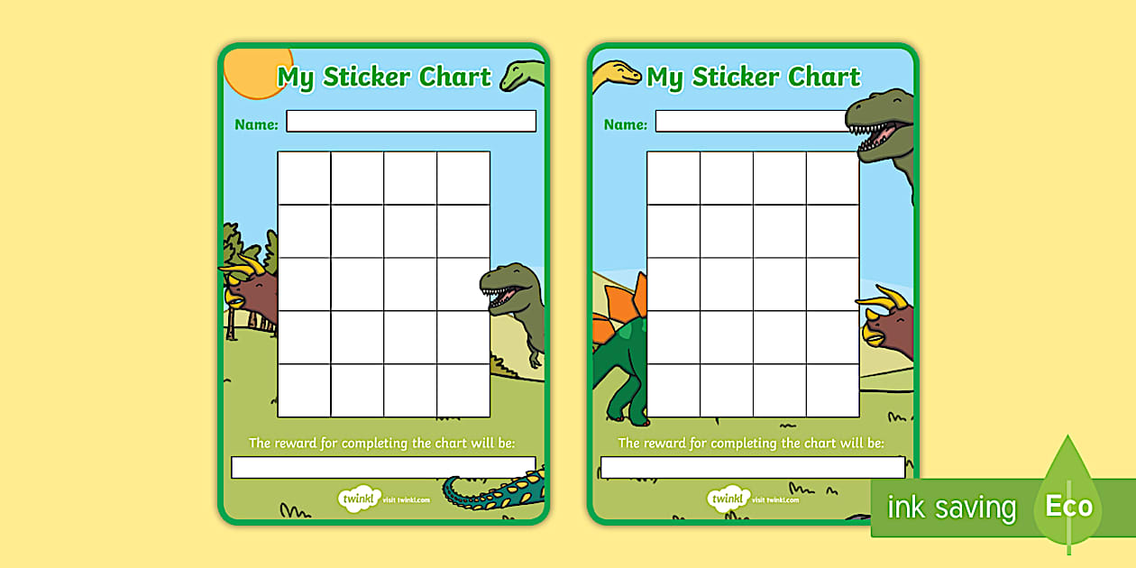 Editable Sticker Stamp Dinosaur Reward Chart - Twinkl