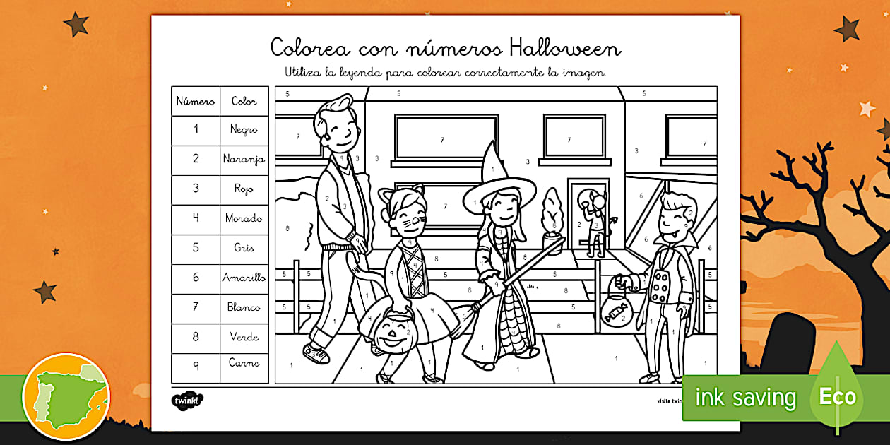 Colorear con números: Halloween
