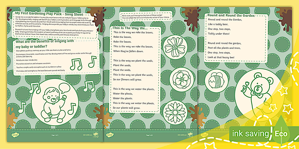 My First Gardening Play Pack - Song Sheet (teacher made)