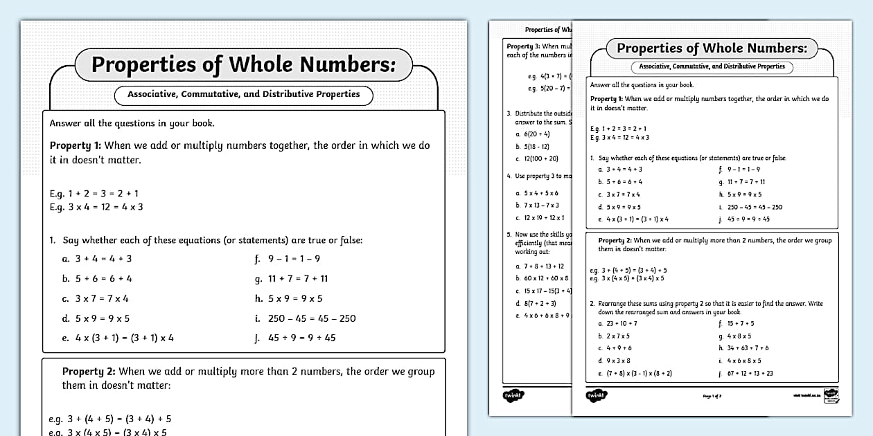 Eienskappe van Heelgetalle: Assosiatiewe, Kommutatiewe en Distributiewe