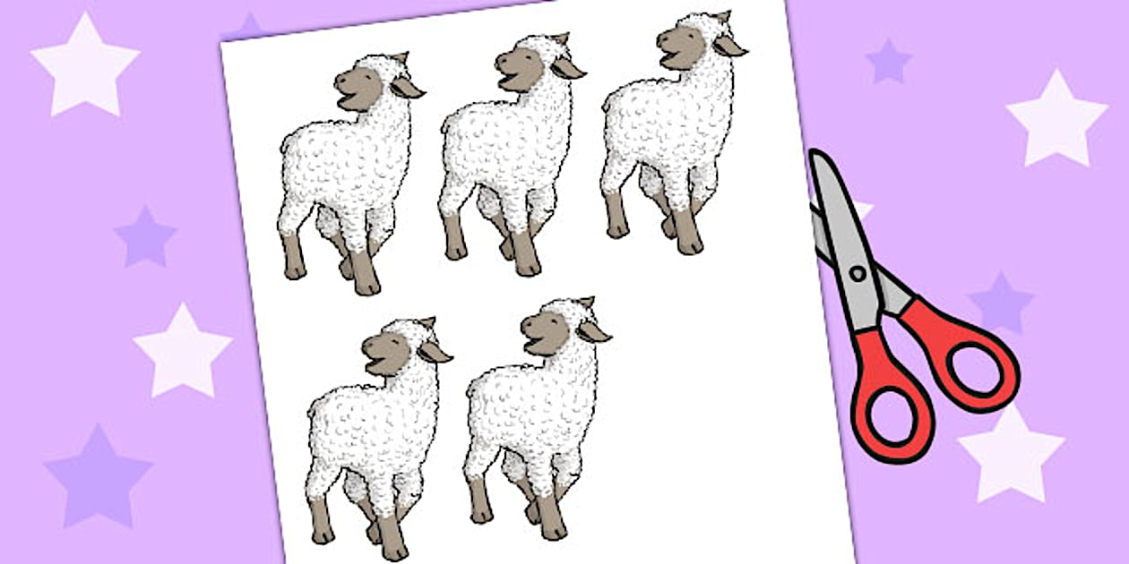 Five Little Woolly Lambs Counting Song Cut Outs - Twinkl