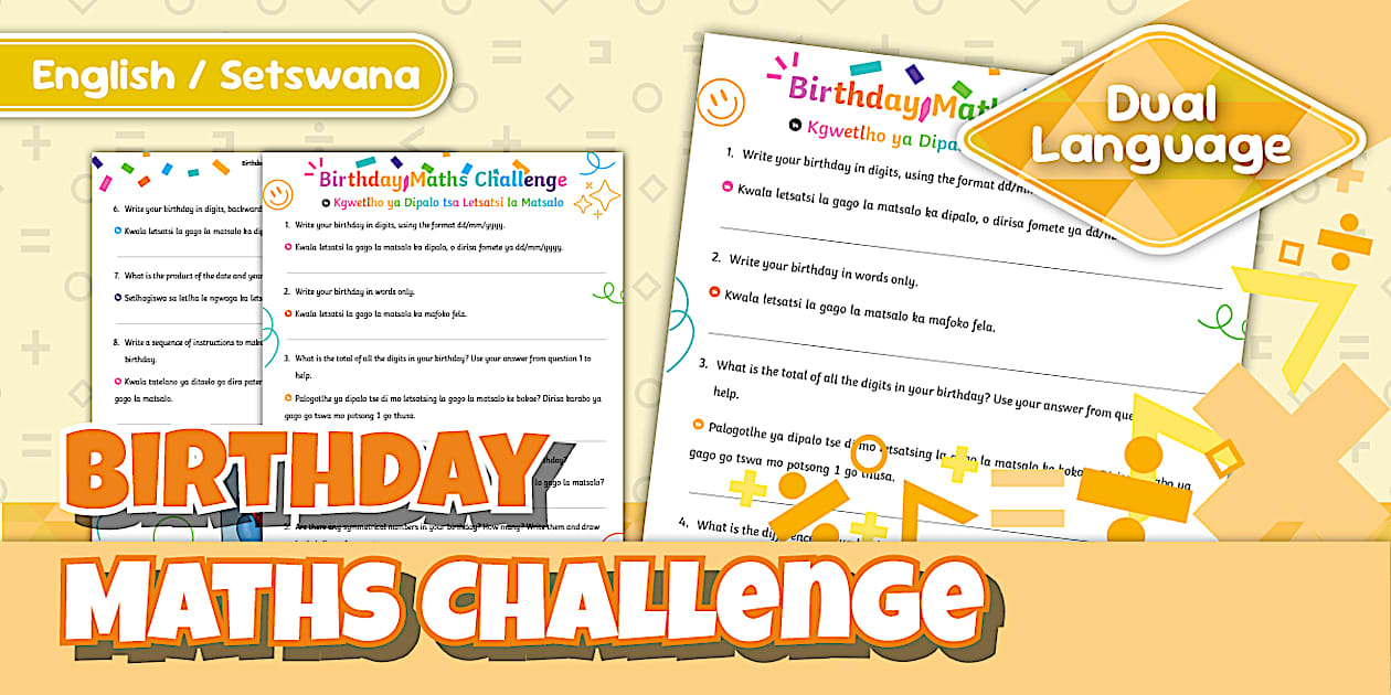 Grade 4 Maths - Term - Birthday Maths Challenge Worksheet - Activity ...