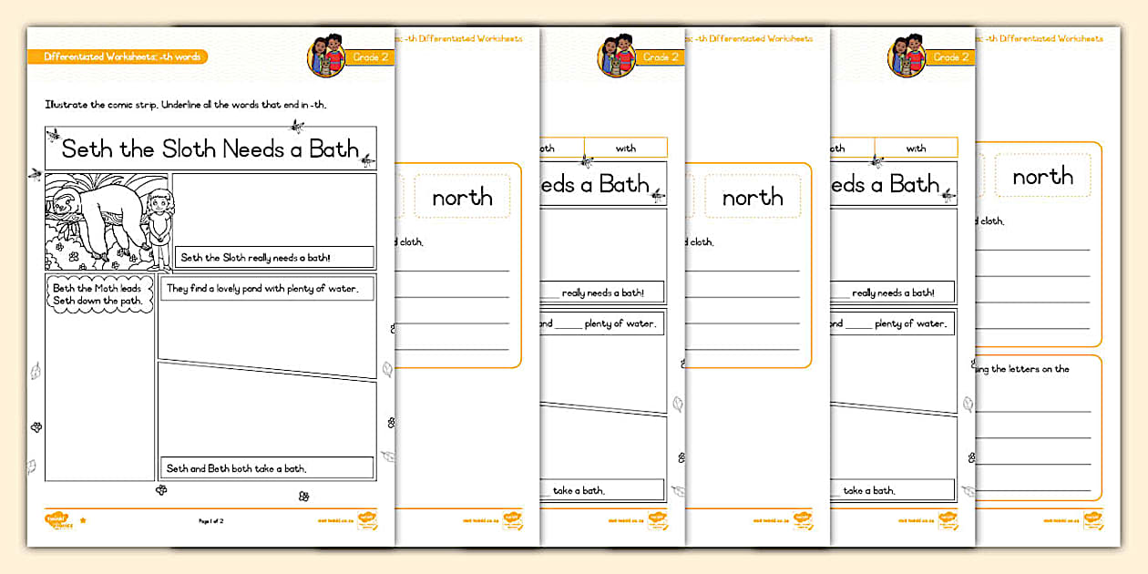 Grade 2 Phonics: -th Differentiated Worksheets