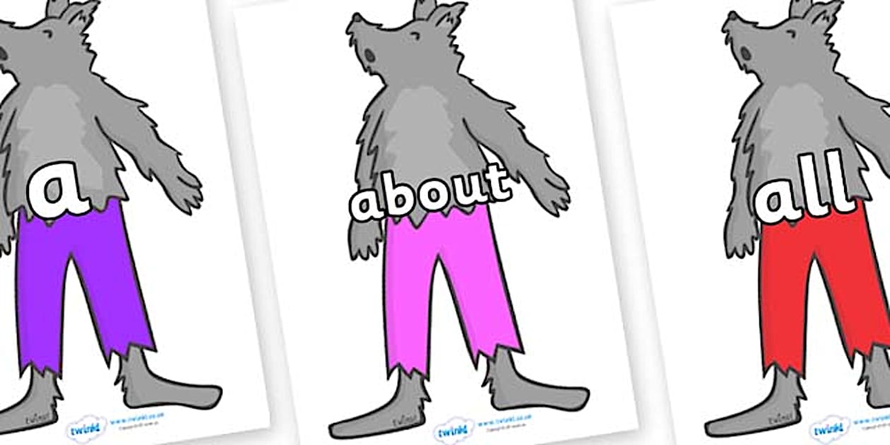 Cursive 100 High Frequency Words on Werewolf (teacher made)