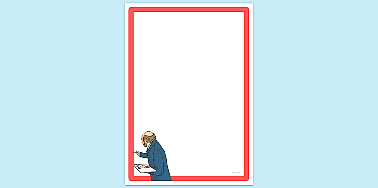 Simple Blank Artist Man Painting Page Border | Page Borders