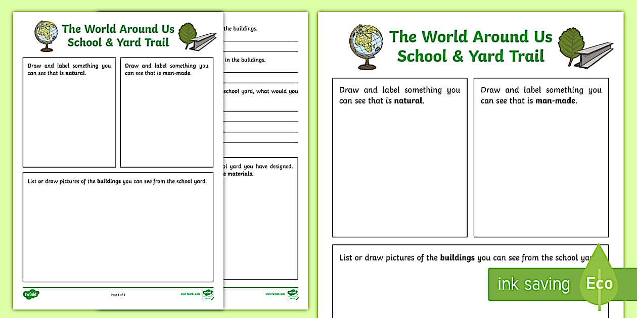 The World Around Us School & Yard Trail Worksheet / Worksheet