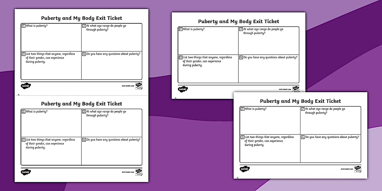 Puberty and My Body Exit Ticket for 6th-8th Grade - Twinkl