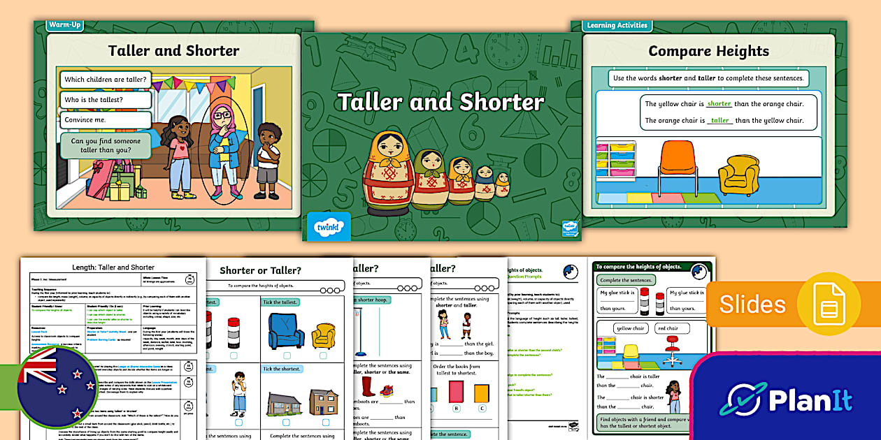 Compare the Length of Two Objects (Taller and Shorter) Lesson 1