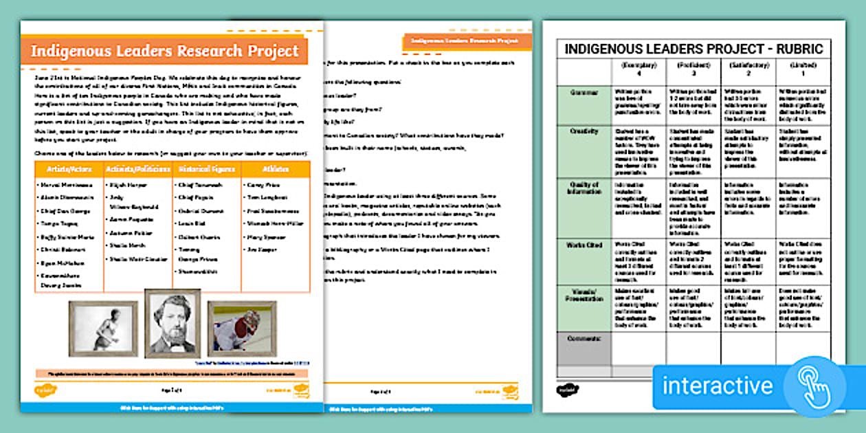 Indigenous Leaders Research Project - Grades 4-6