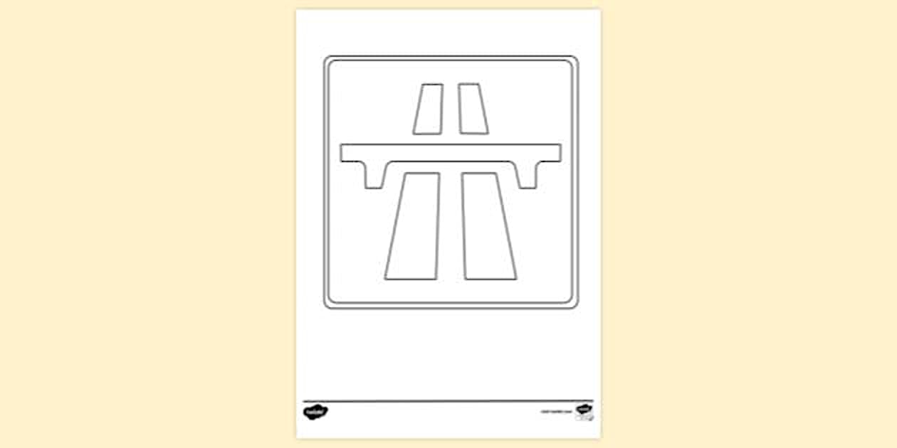 Motorway Road Sign Colouring | Colouring Sheets - Twinkl