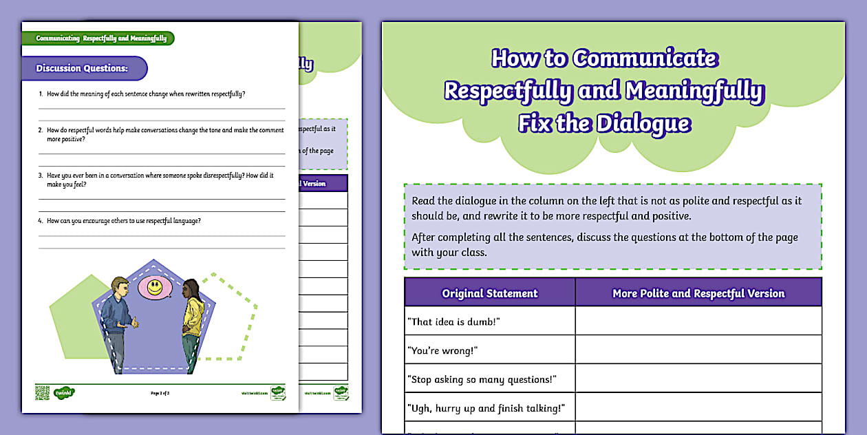 How to Communicate Respectfully and Meaningfully Activity Sheet