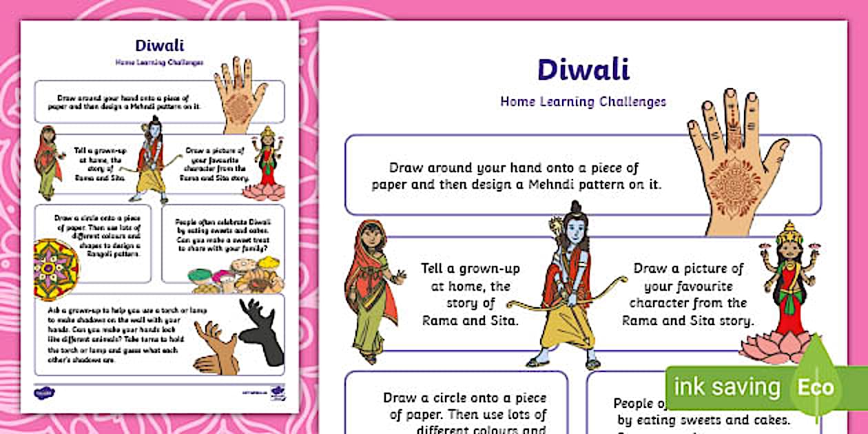 Hindu Diwali Home Learning Challenges Reception FS2 - Twinkl