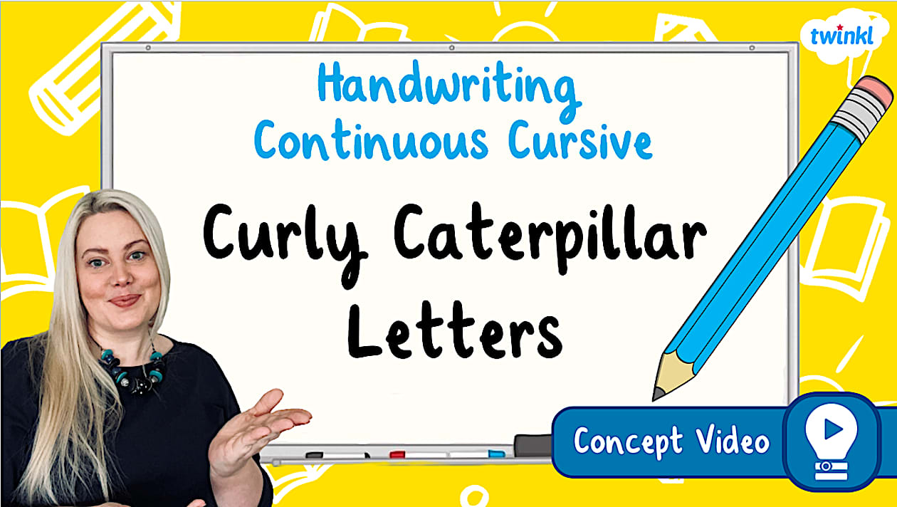 Curly Caterpillar Letters | Continuous Cursive Handwriting Concept Video