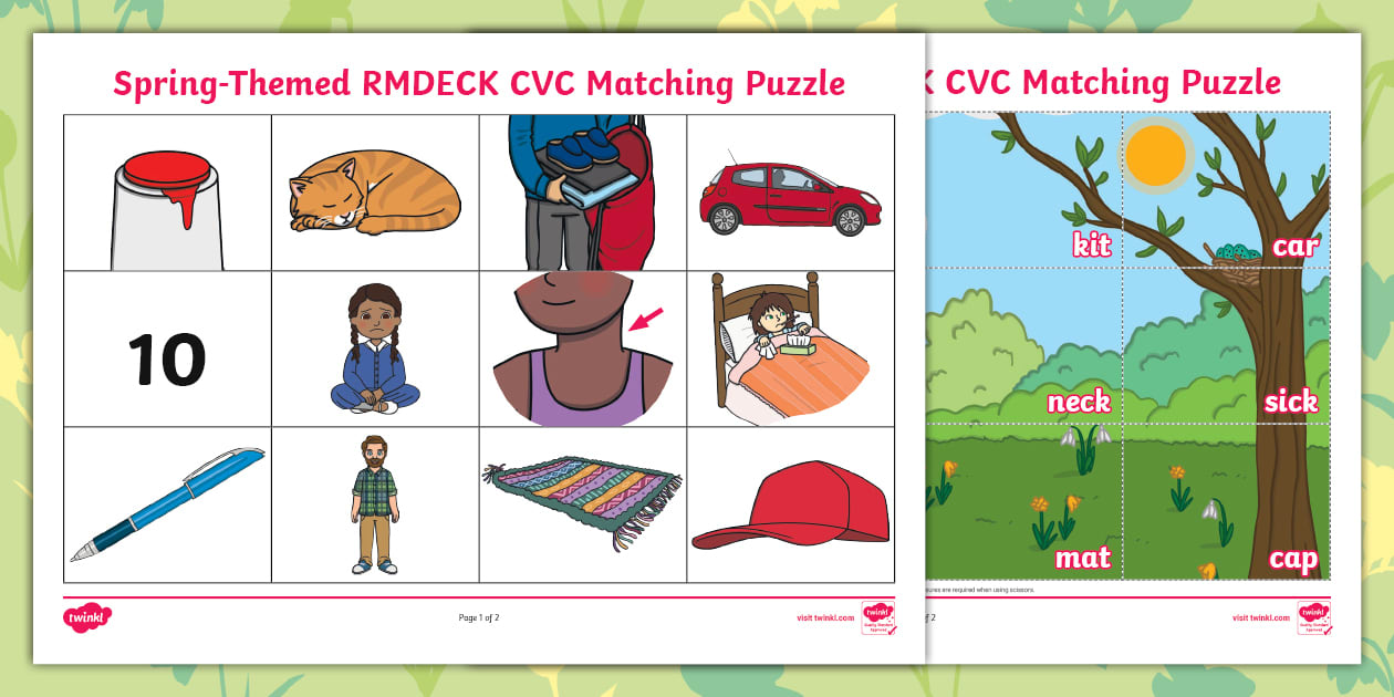 Spring-Themed RMDECK CVC Matching Puzzle (teacher made)