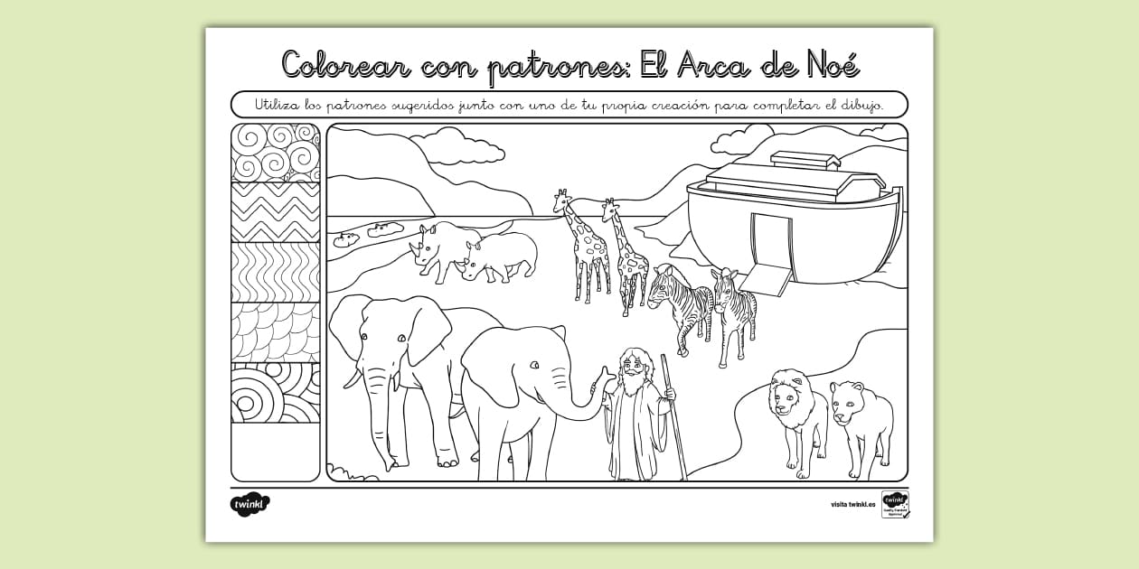 Ficha de actividad: Colorear con patrones - El Arca de Noé