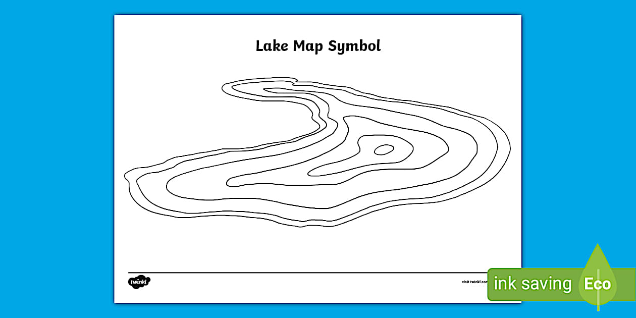 Lake Map Symbol Colouring Sheet (teacher made) - Twinkl