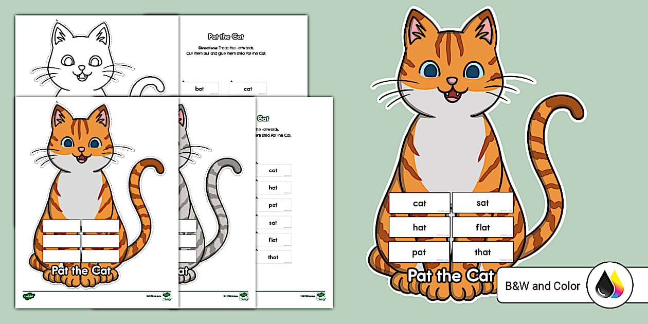 Pat the Cat Word Family Craft Activity for K-1st Grade