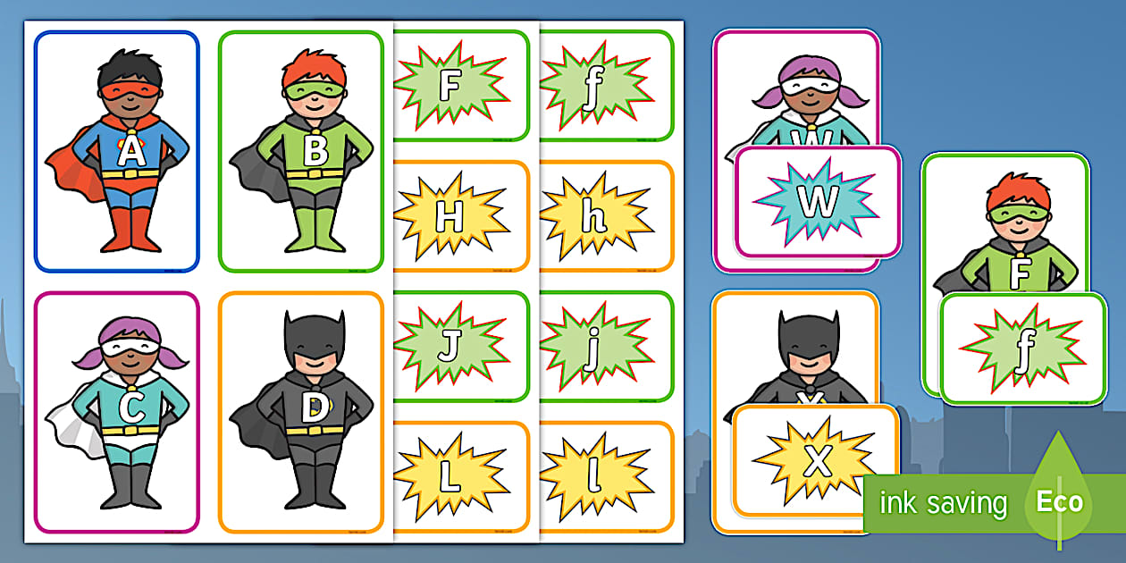 Superhero Themed Letter Match (teacher made) - Twinkl