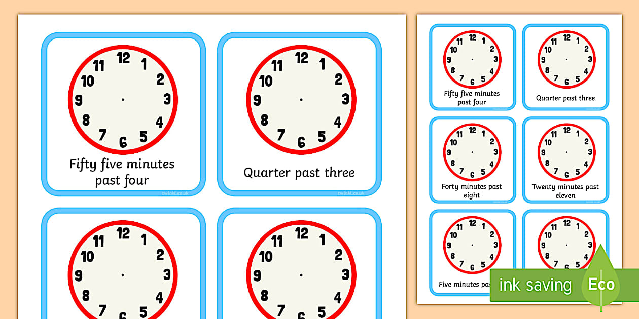Clock Faces Five Minute Interval Times - Blank Clock Faces
