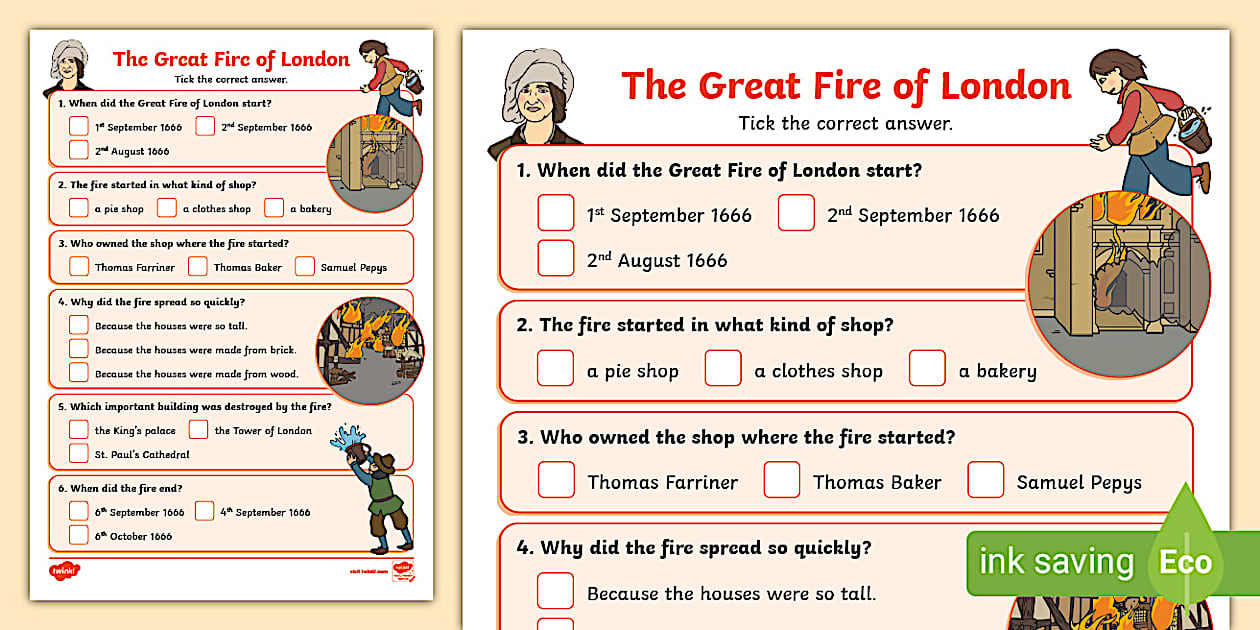 The Great Fire of London Quiz, History Quiz The Great Fire