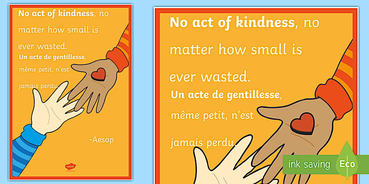 No Act of Kindness A2 Display Poster English/French - Twinkl
