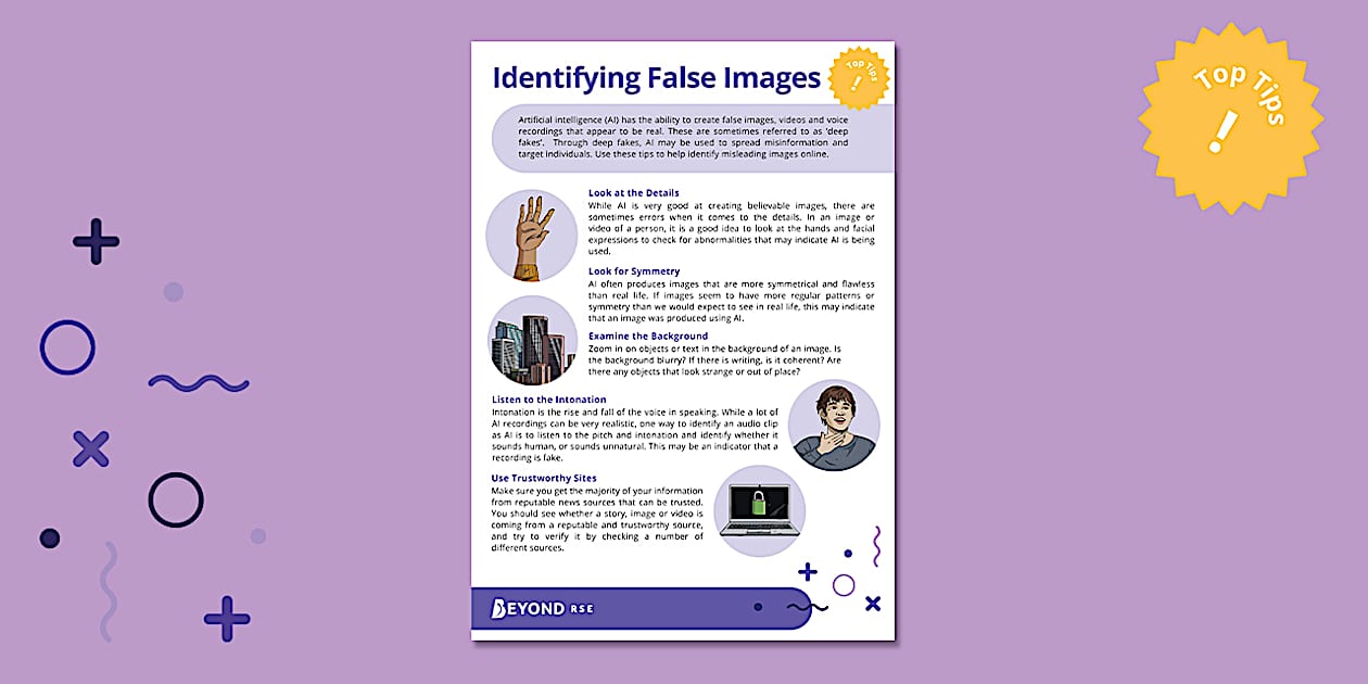 Top Tips for Identifying False Images Poster | Beyond PSHE